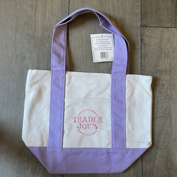 Trader Joe'S | Bags | Trader Joes Pastel Mini Canvas Tote Bag 225 Lavender Limited Edition New ...